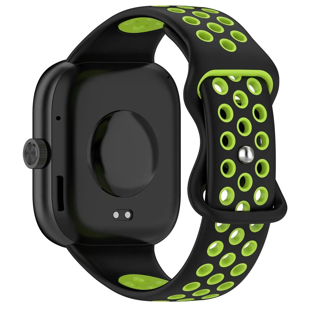 Ремешок для Xiaomi Mi Band 8 pro/9 pro/10 pro и Redmi Watch 4/5/6 перфорация, черный с зеленым