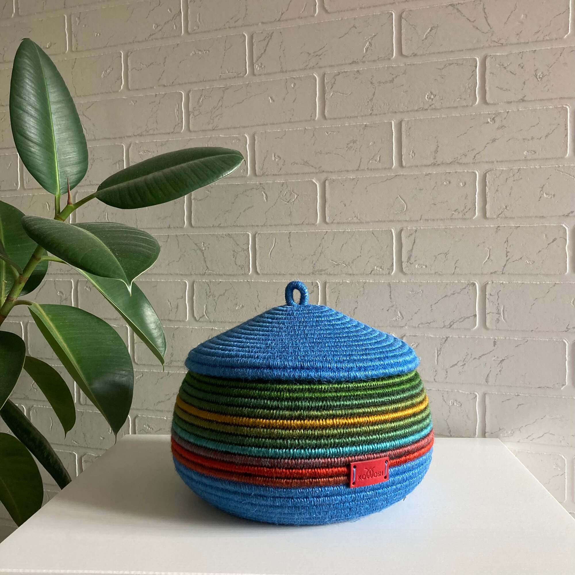 Корзина из разноцветного джута Плетенная корзина для хранения 19 см x 20 см х 13 см