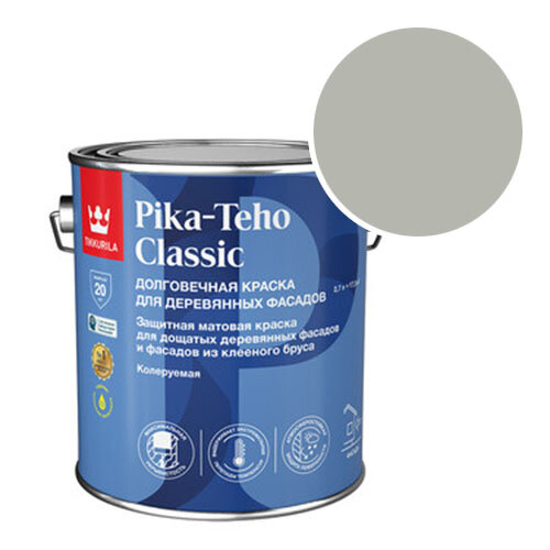 Краска фасадная по дереву Tikkurila Pika-Teho Classic водно-дисперсионная RAL 7038 (Агатовый серый - Agate grey) 2,7 л