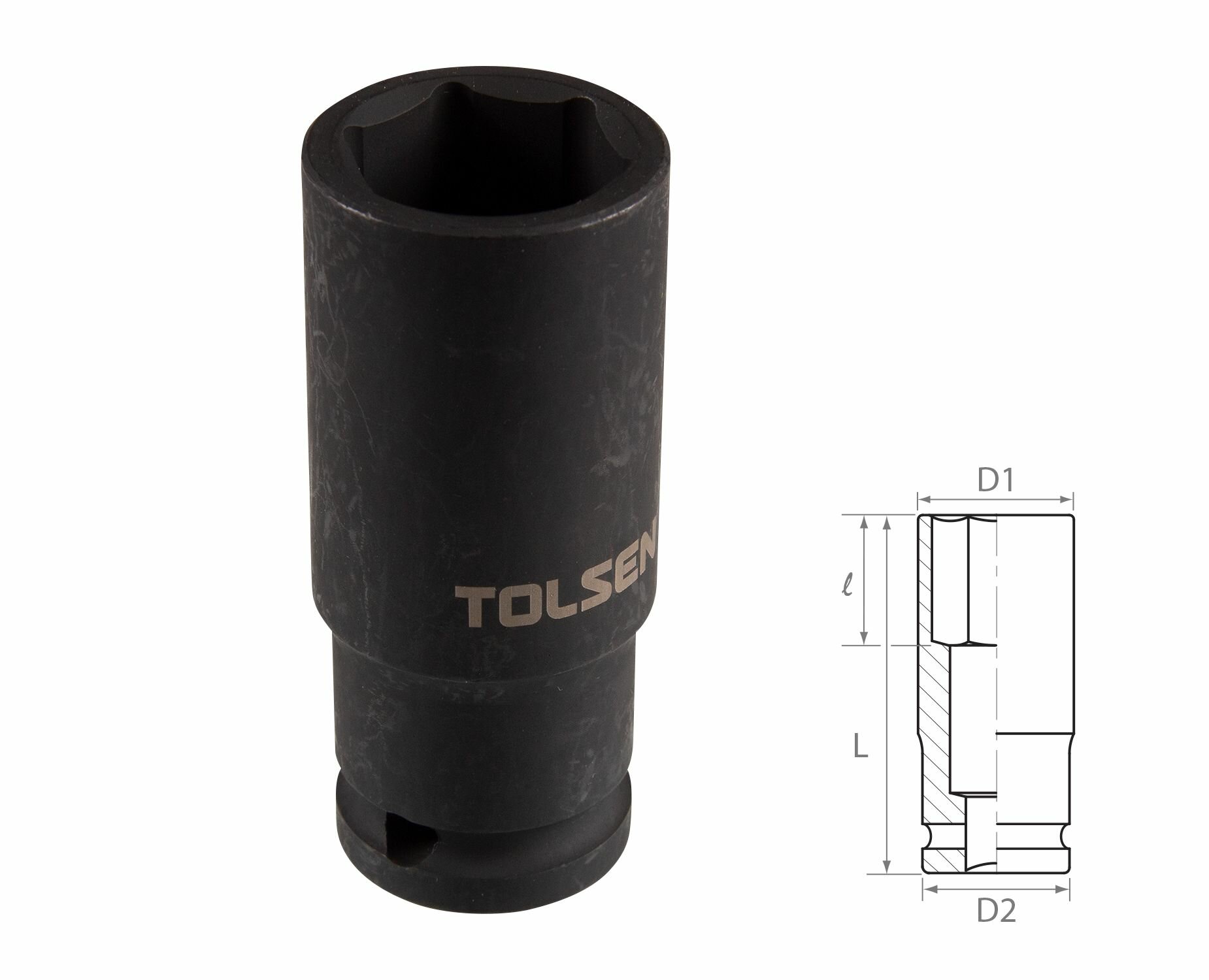 TOLSEN Головка торцевая ударная глубокая шестигранная 1/2", 23 мм TT18273