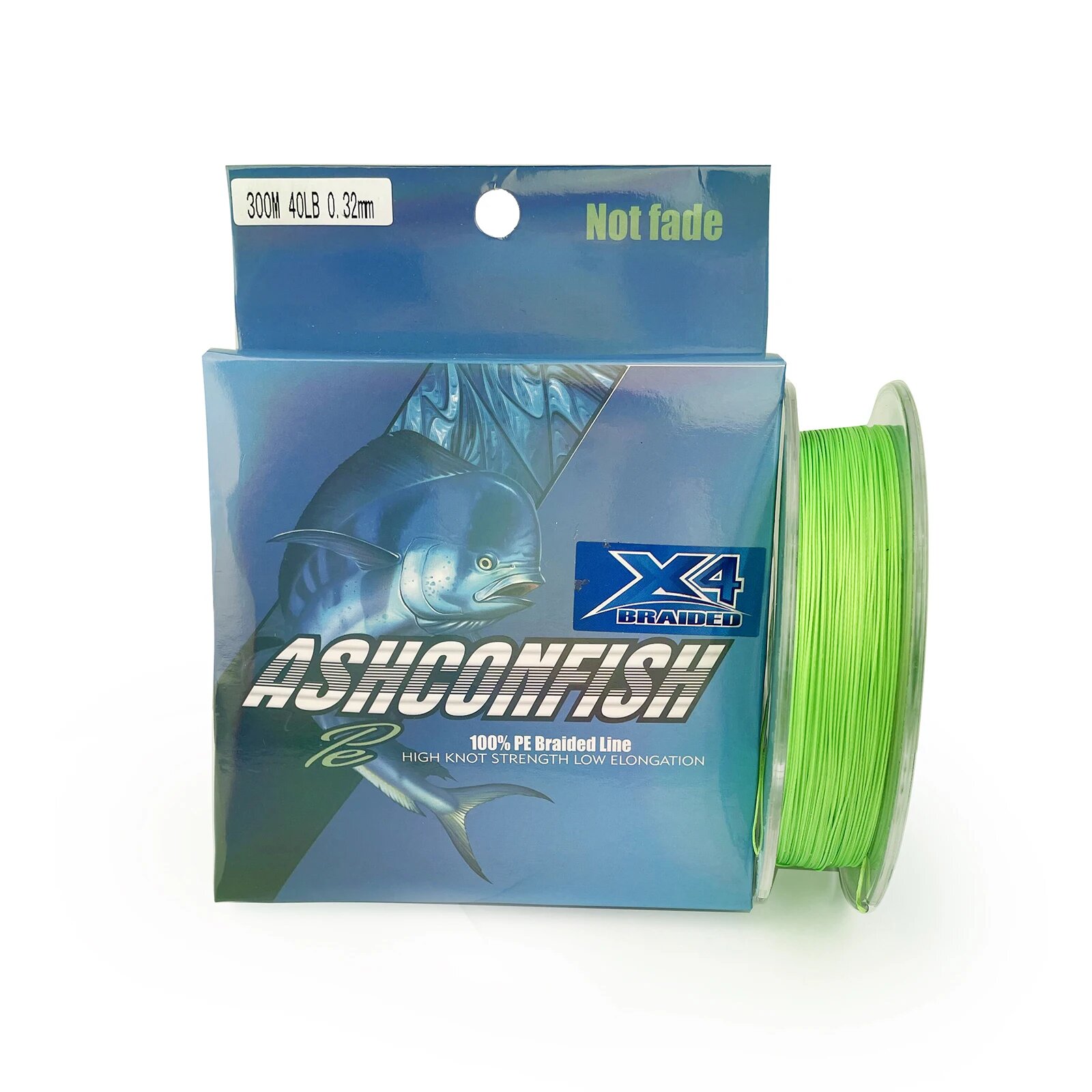 Ashconfish плетенная рыболовная леска 4-нитная красная 100/300 м 300M-0.12mm-8LB, never faded color