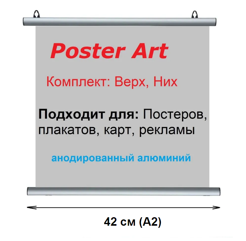 Держатель плакатов А2 (420 мм.) с подвесами