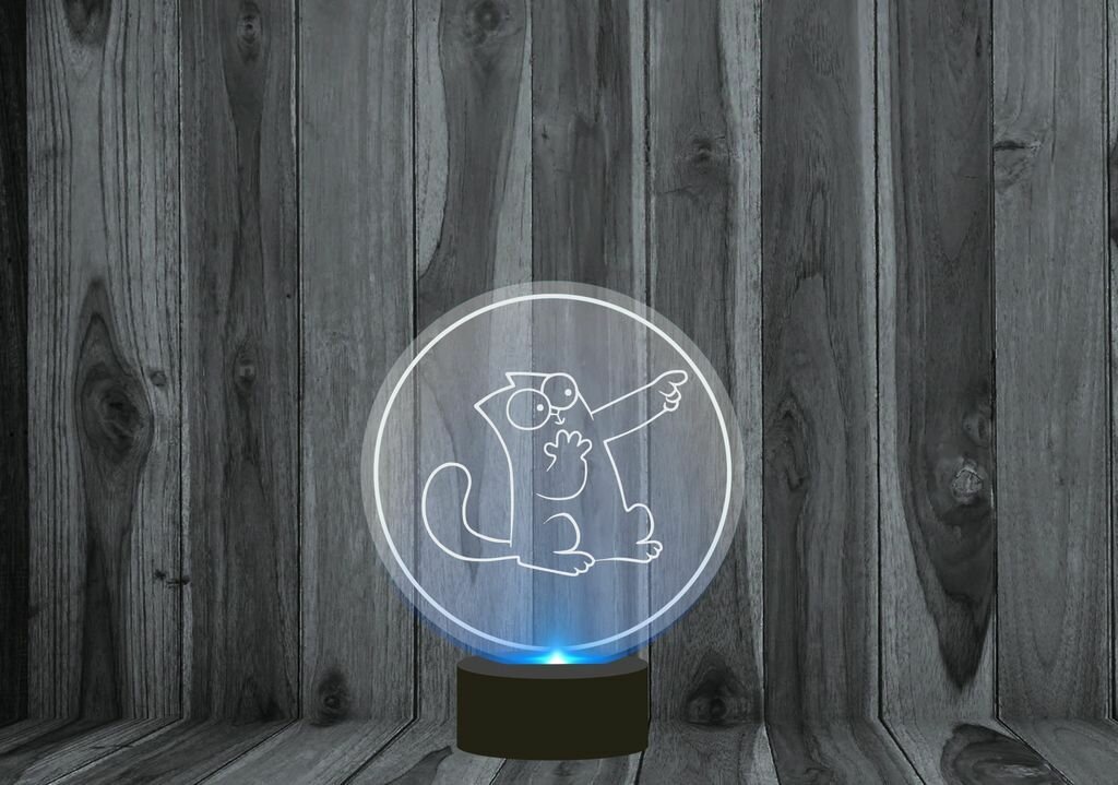 Светильник, ночник 3D Simon s Cat, Кот Саймона №4