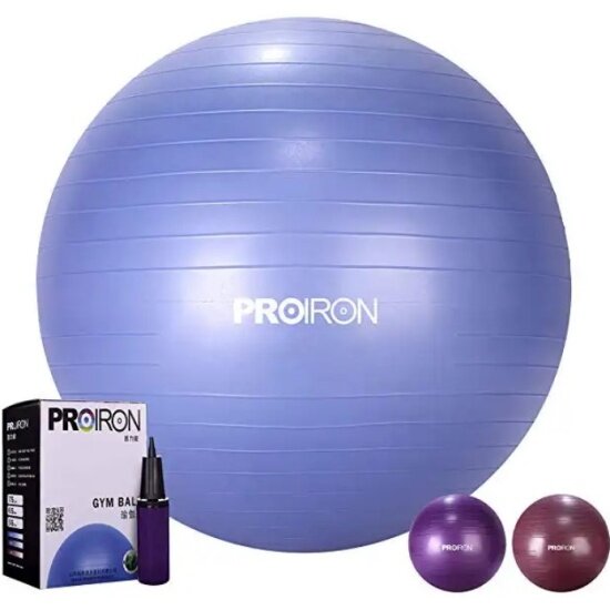 Фитбол Proiron с принтом 55см, голубой, ФП55Г