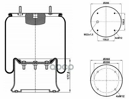 Рессора пневматическая со стаканом стальным: (4 шп.+возд. / 4 отв.) FABIO арт. 34813C
