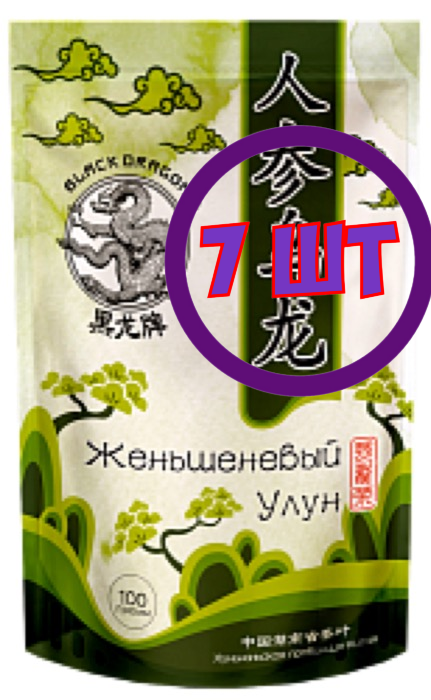 Чай зеленый листовой Черный Дракон женьшеневый, 100 г (комплект 7 шт.) 0720977