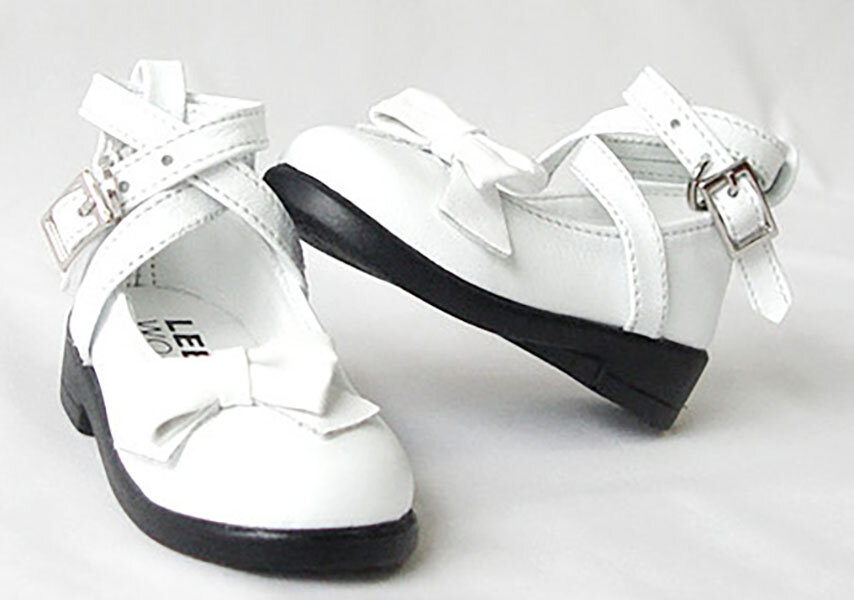 Leekeworld Shoes LS-038_M (Оригинальные туфли с бантиком: цвет белый для кукол)