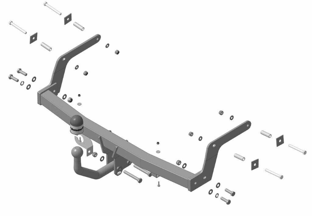 Фаркоп с оцинк. шаром Lada XRay 2016-2022, Cross 2018-2022 крепление шара на двух болтах, (без электрики, паспорт и сертификат в комплекте) Motodor.92107-A