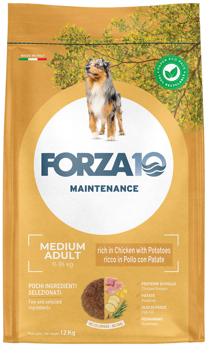 FORZA10 DOG MAINTENANCE ADULT MEDIUM для взрослых собак средних пород с курицей и картофелем 12 кг