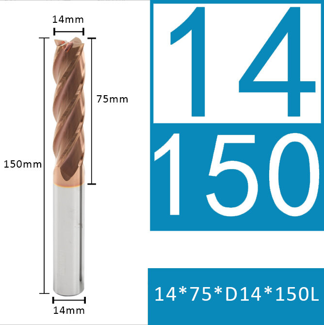 Фреза концевая по металлу 14d*75C*14D*150L*4T монолитная