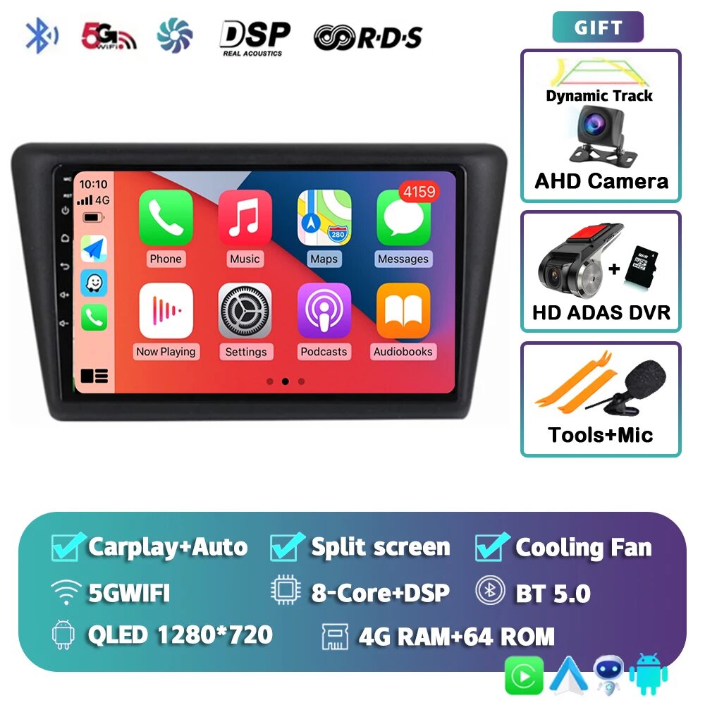Android 15 автомагнитола Carplay для VW Skoda Rapid 2013-2019, 4G-64G CAM DVR