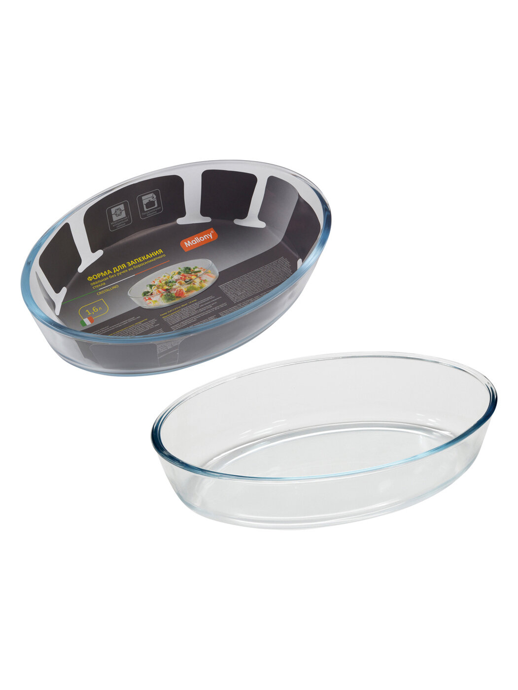 Форма для запекания стекл. "Cristallino" 1,6 л овал. "Mallony"