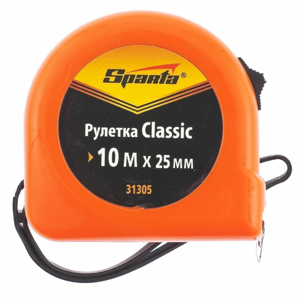 Рулетка SPARTA Classic,10 м х 25 мм, пластиковый корпус 31305