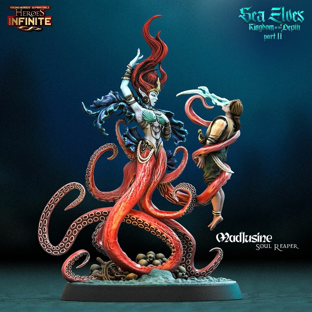 Миниатюра Warhammer Idoneth Madlusine Soul Reaper с базой/базами