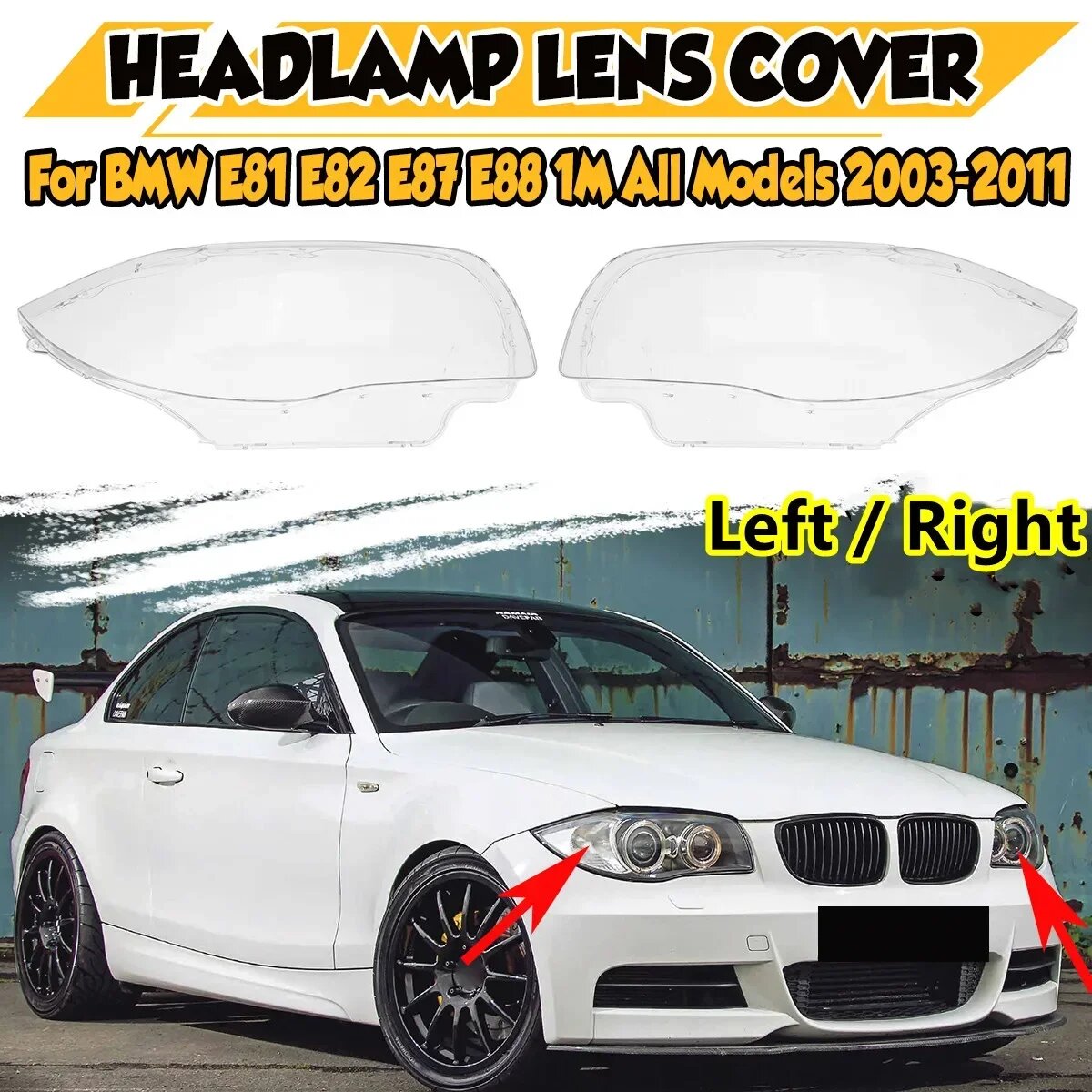 Левая/правая Автомобильная фонарь для BMW 1 серии E81 E82 E87 E88 2003-2011 крышка объектива фары 63116924667 63116924668 Only Right