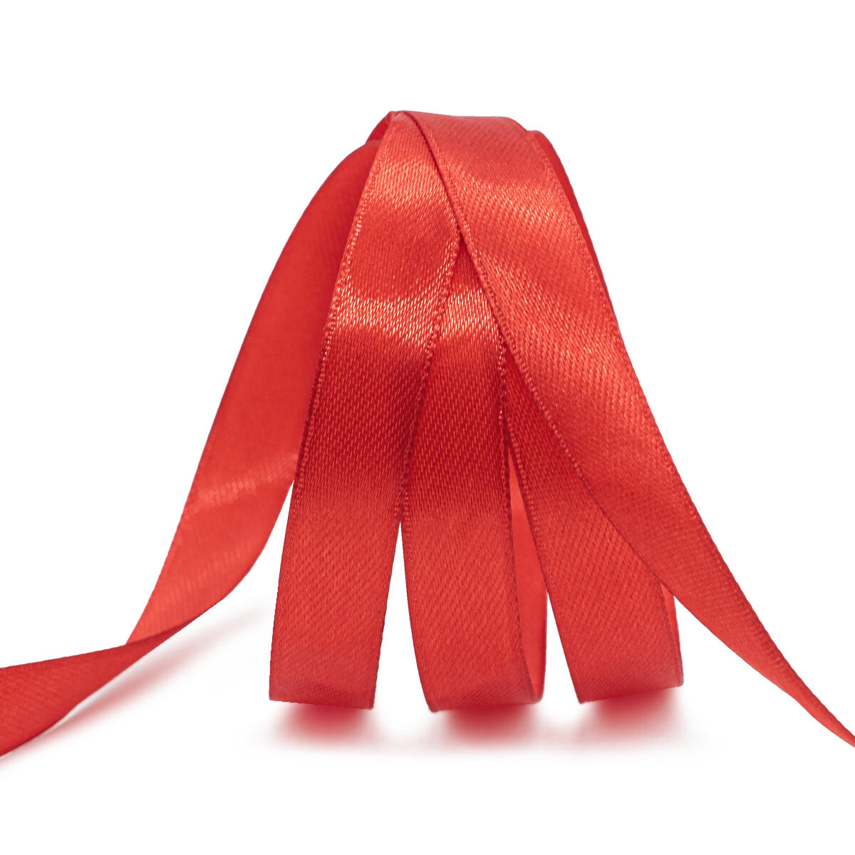 Лента атласная красная 1,2 см*22,86 м, упаковочная, для подарков, рукоделия и шитья, Айрис (026 красная)
