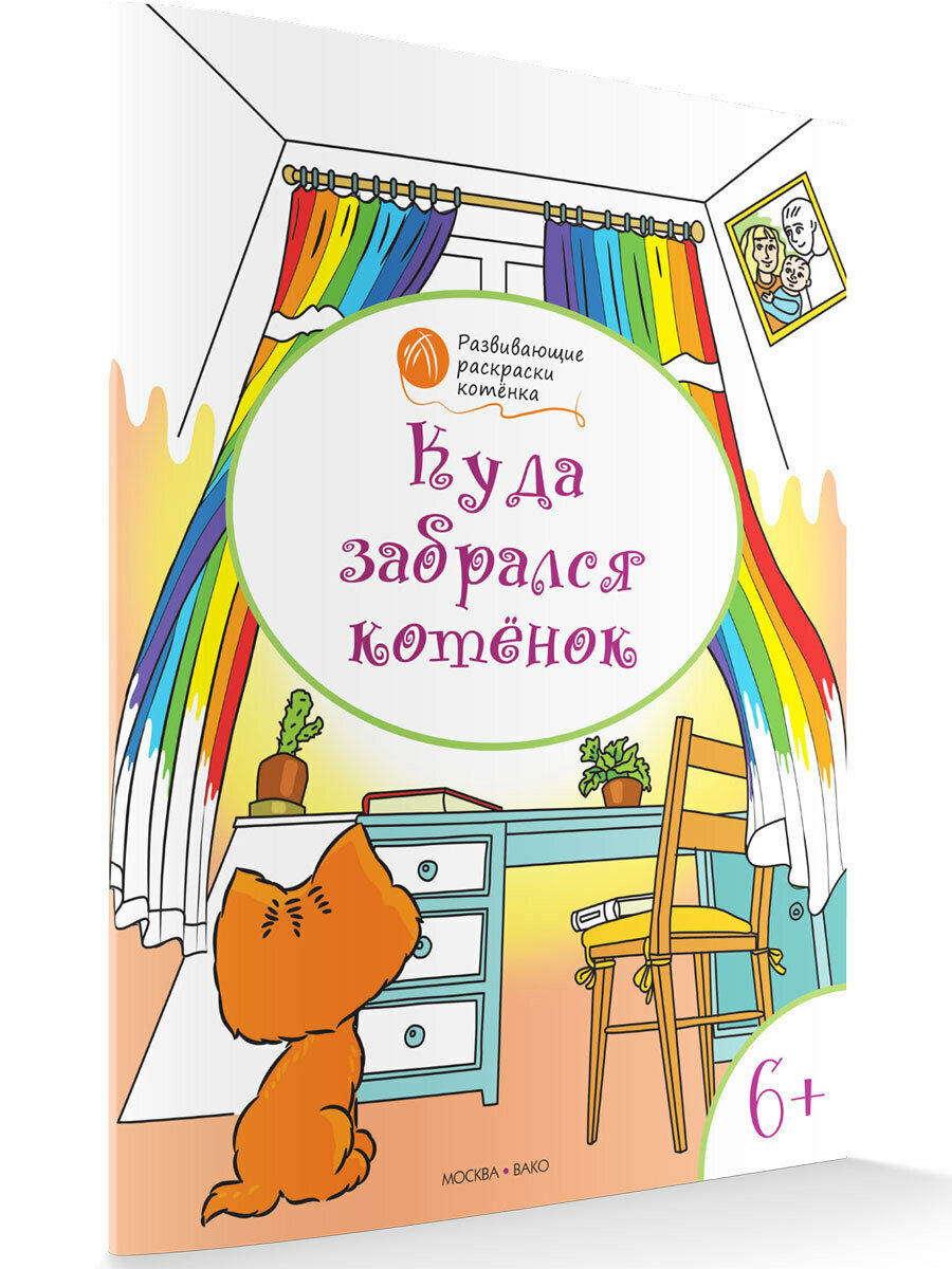 Развивающие раскраски 6+. Куда забрался котёнок