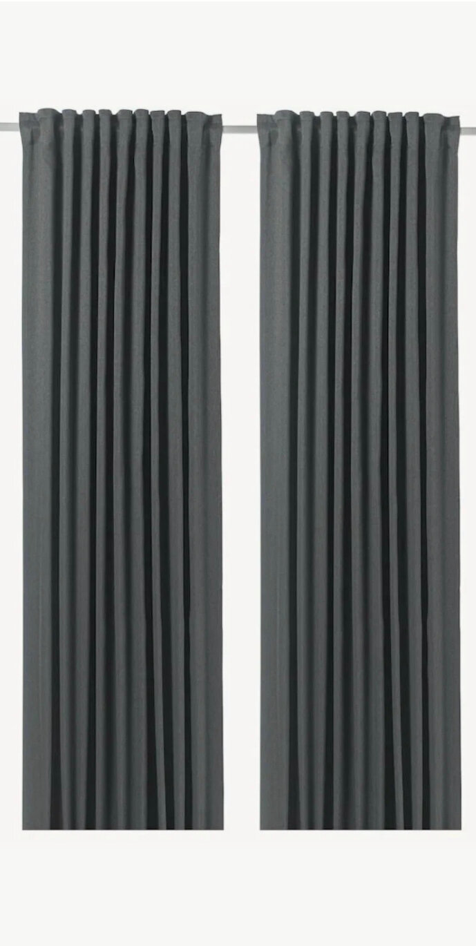 Шторы икеа блохува . блэкаут комплект 2 шт. 145х300 . Темно-серый цвет