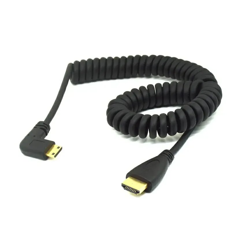 Mini HDMI-HDMI кабель пружинный золотой белый