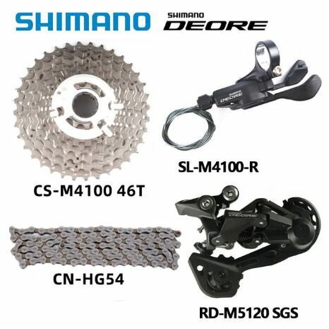 Shimano DEORE M4100 10 Speed Groupset M4100(Без окон)+M5120 Задний переключатель 11-46t Кассета Hg54 Цепь MTB Set