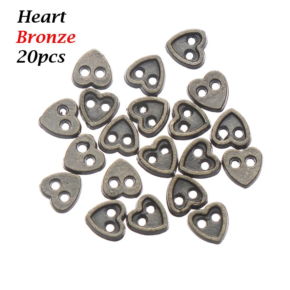 Металлические мини-пряжки для кукол 5 мм, 20 шт, клубничный узор Heart-20Pcs