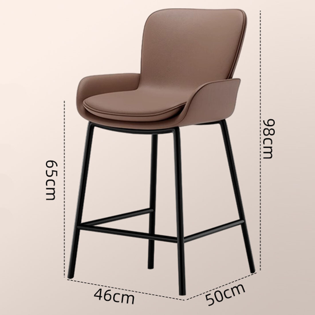 Дизайнерский полубарный стул Dante (коричневый, высота сиденья 65 см)