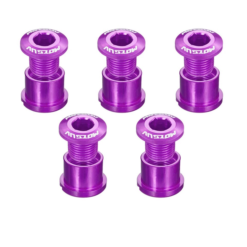 MOTSUV Болты для велосипедной звезды 4/5 шт, алюминиевые, 4.9/6.4 мм Фиолетовый, Single 4.9mm, 5pcs Purple