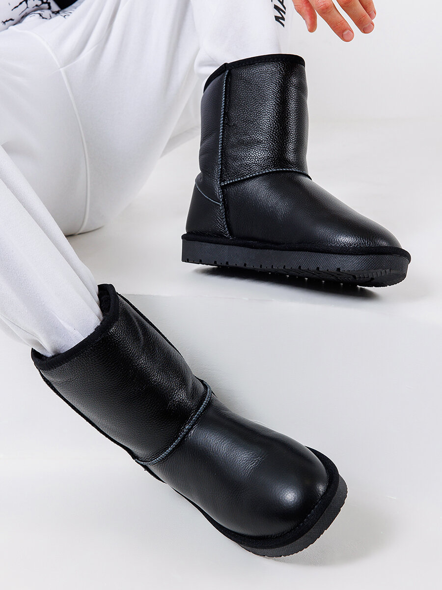 Угги мужские зимние натуральная кожа утепленные антискользящая подошва