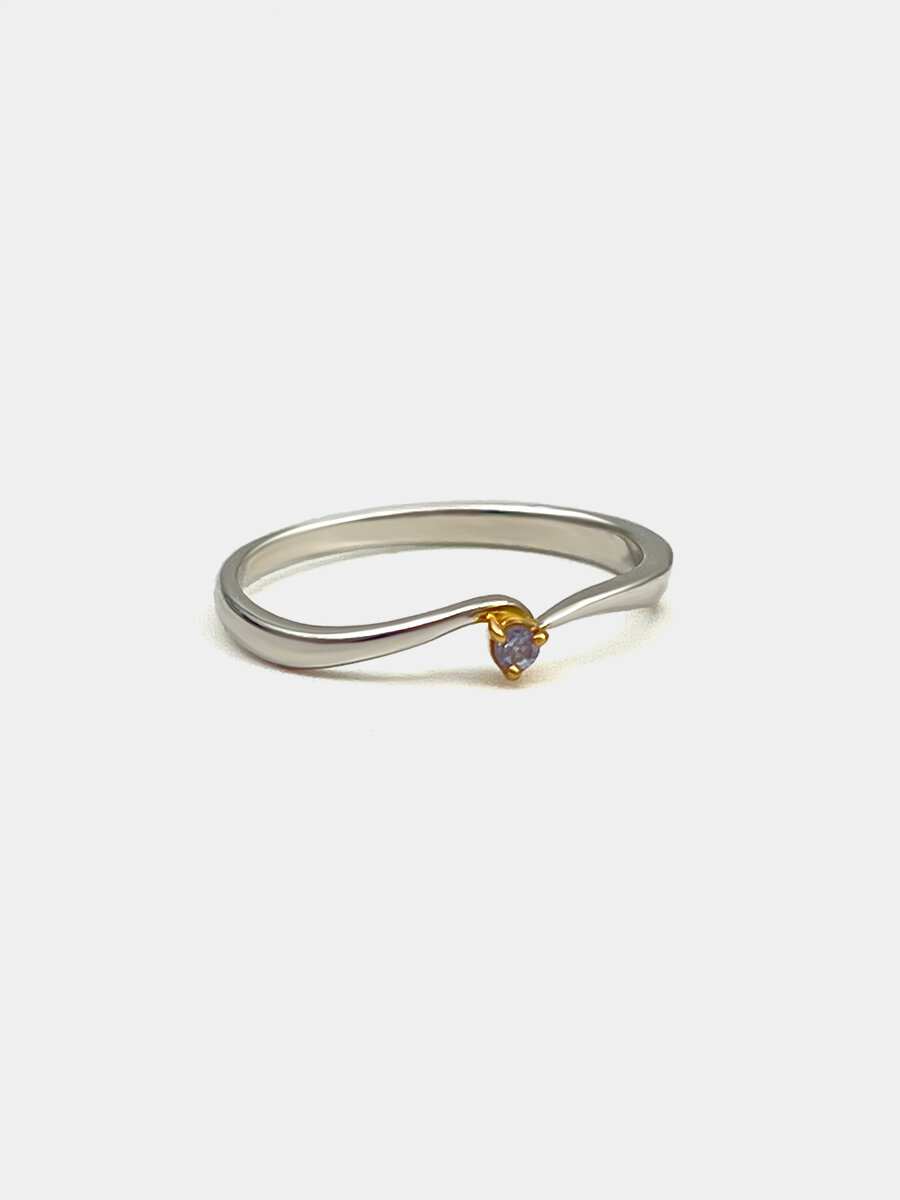 Кольцо, серебро, 925 проба, золочение, танзанит