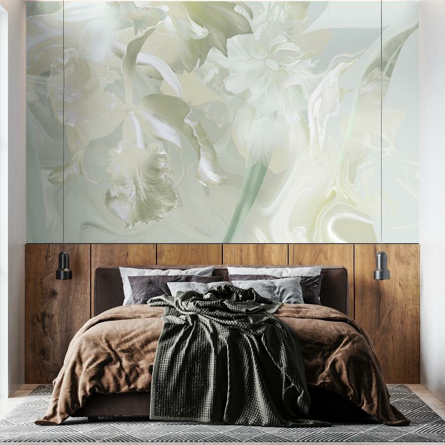 Фотообои Пионы и Ирисы 13-891-M-Флекс 270 x 300 см (ВхШ) Бесшовные, флизелиновые, влагостойкие обои