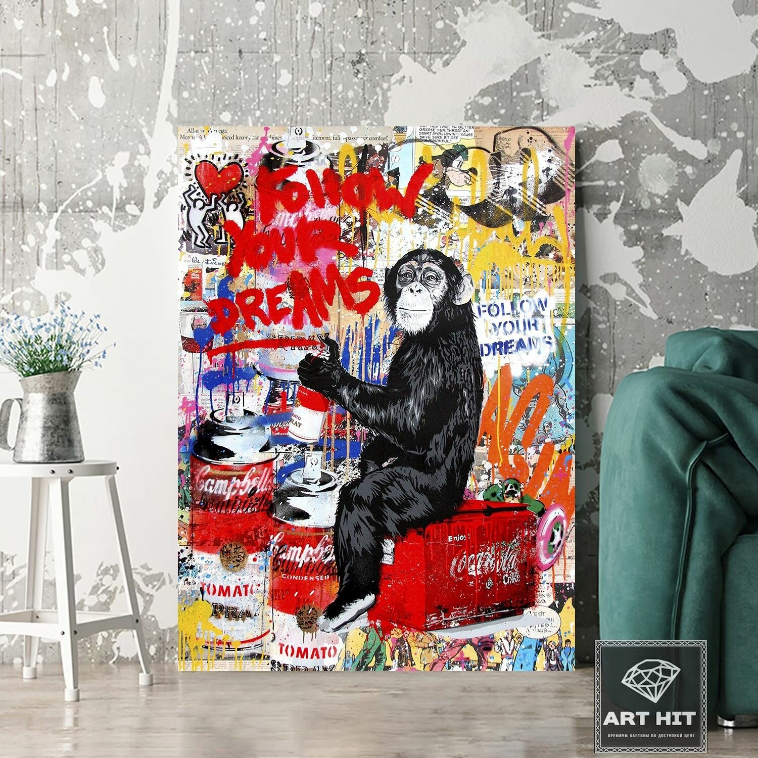 Картина граффити, Banksy, Бэнкси, 30х40 см.