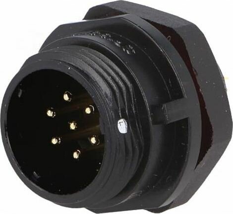 Разъем WEIPU SP1312/P7 Гнездо SP13 "папа" PIN 7 IP68 5А пайка на панель 125В 2мм2 1 шт