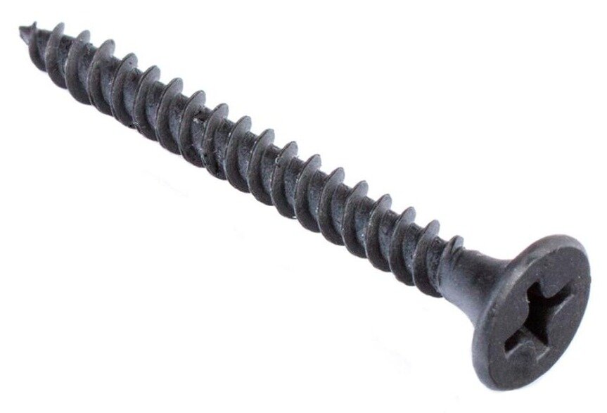 Саморез Стройбат для гипсокартона по металлу с потайной головкой из стали черный 3.5х25мм, PH2, 40шт. в упаковке / крепеж