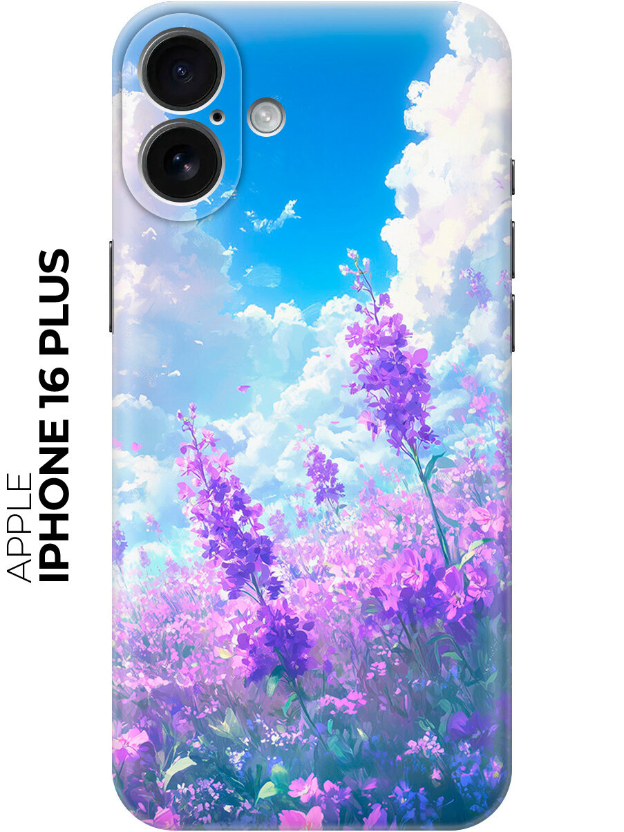 Силиконовый чехол на Apple iPhone 16 Plus с принтом "Поле лаванды"