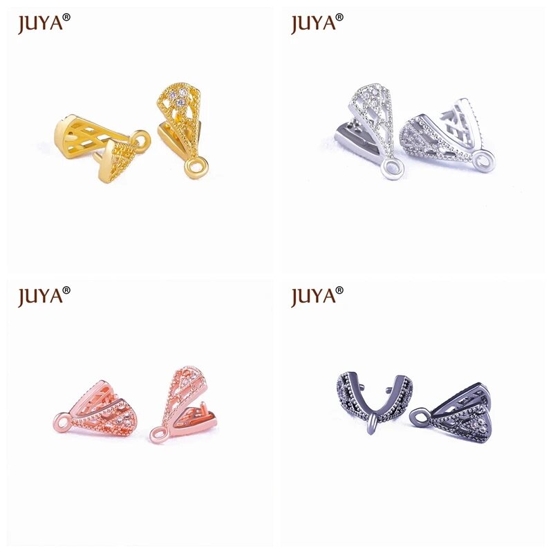 Бейлы из меди с цирконом Juya 4 PCS, Mix colors