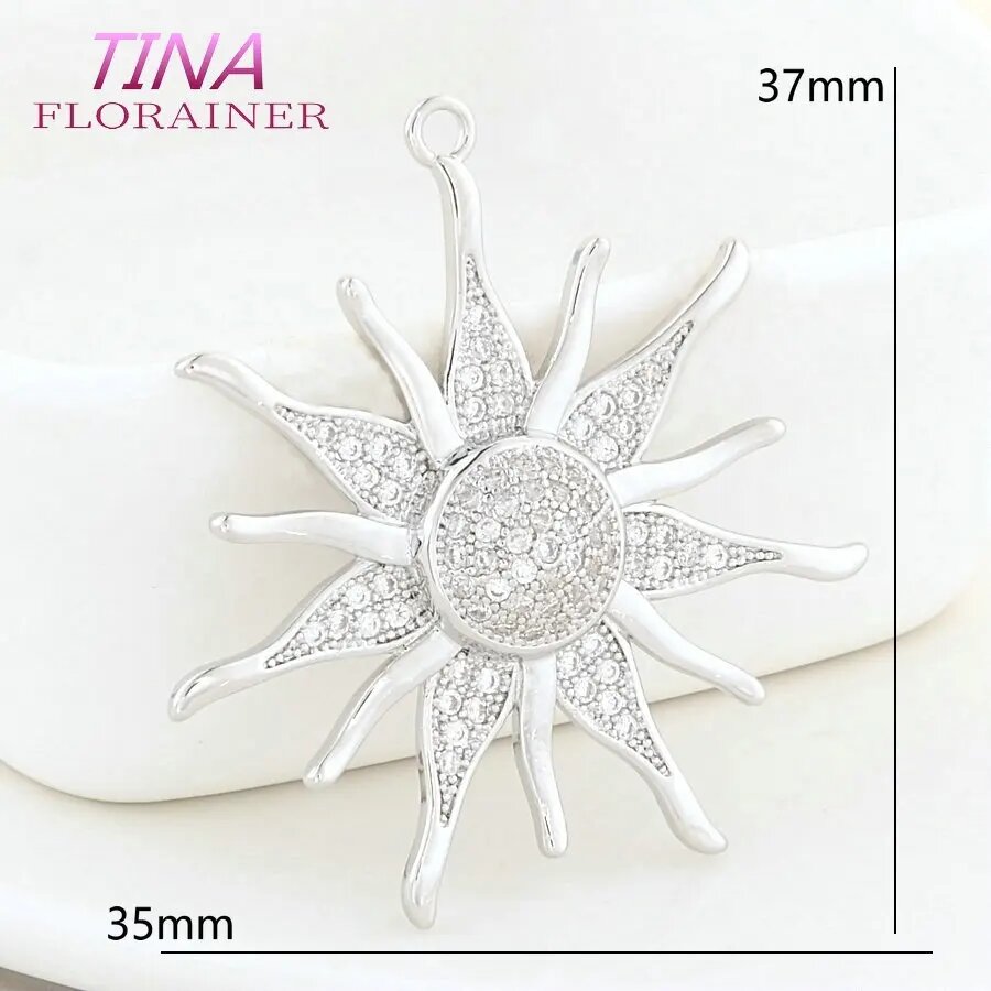 Латунные подвески в виде солнца Florainer Tina 14K золотой цвет 2PCS, Platinum Color
