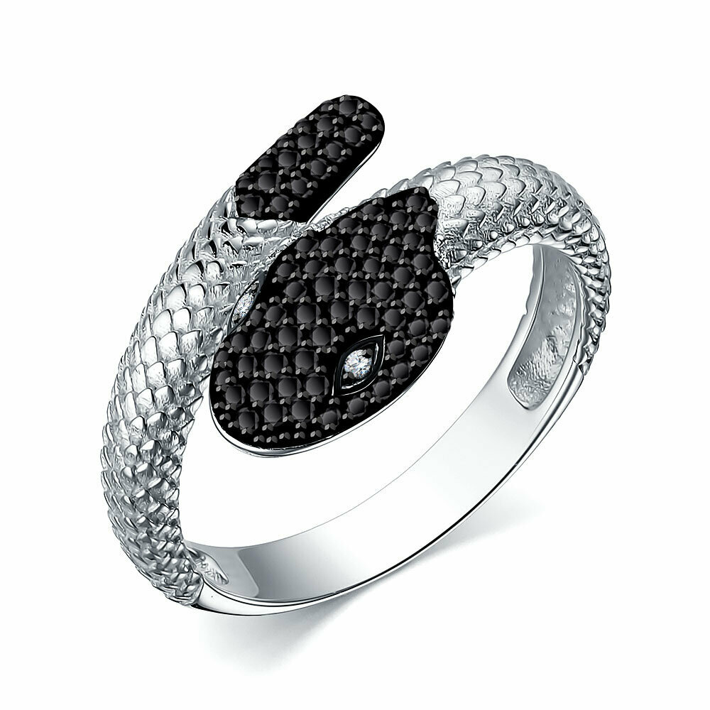 Кольцо, серебро, 925 проба, родирование, фианит