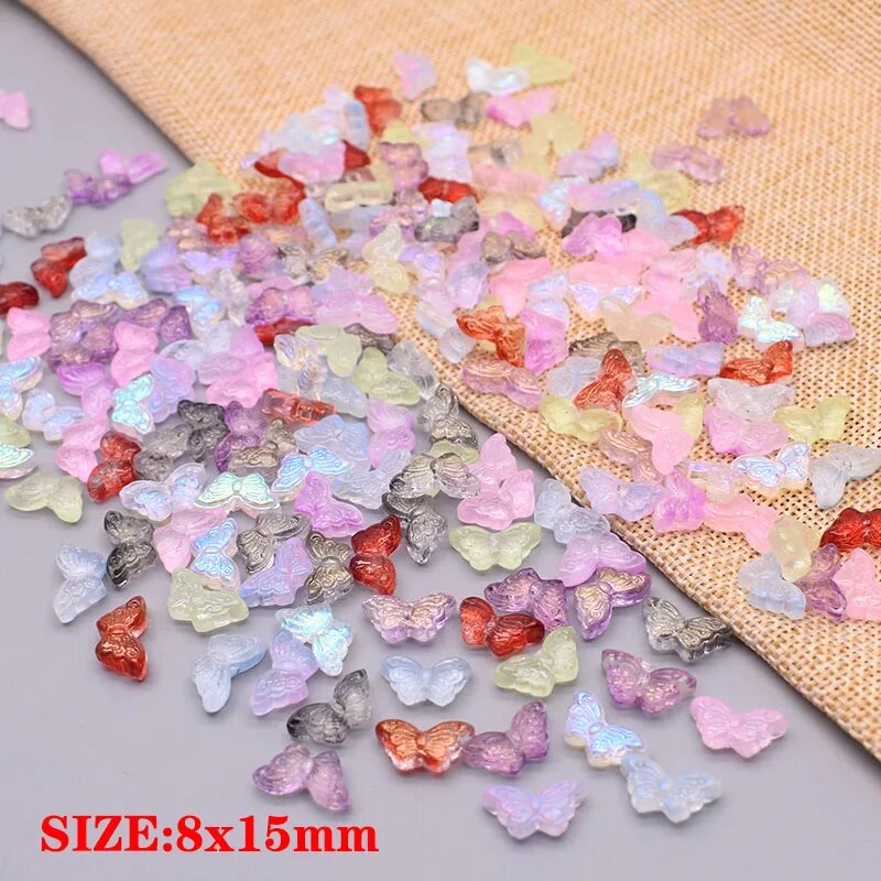 YanQi стеклянные бусины бабочки 8x15 мм 30pcs