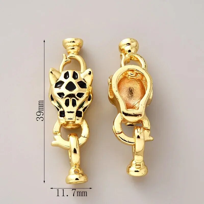 Ювелирные аксессуары «сделай сам», соединительная пряжка, 18-каратное позолоченное серебро, медь, цирконий, голова леопарда, застежка, ожерелье, изготовление браслетов