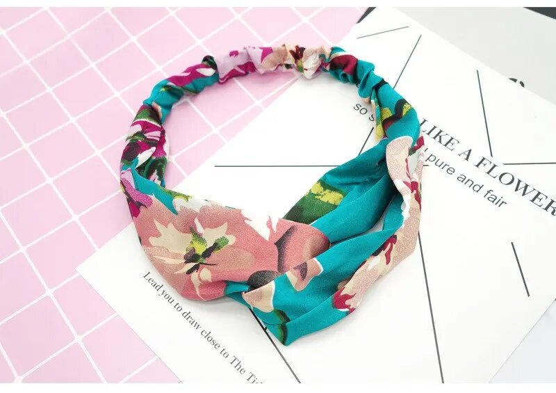 Женские летние повязки на голову в богемном стиле T3-green