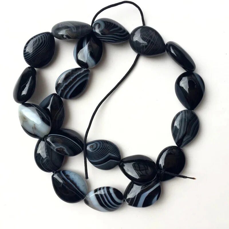 Натуральный разноцветный полосатый агат форма капли Камень ожерелье из бисера аксессуары DIY черный