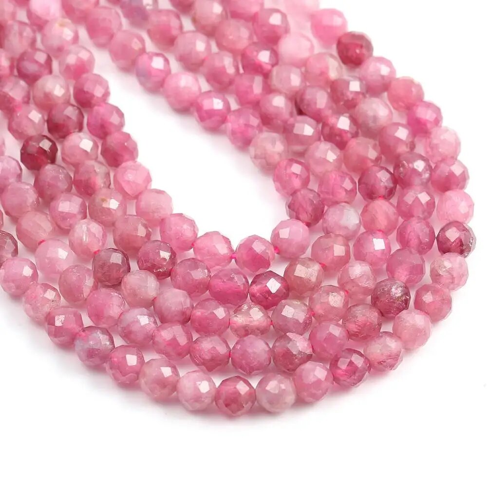 Бусины из натурального камня Турмалин Сапфир 2,3,4,5 мм Розовый, 3 мм, Pink Tourmaline