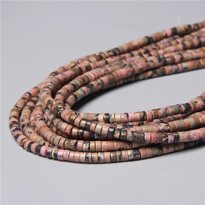 Натуральные круглые бусины Тигровый глаз, Агат, Бирюза Vinswet 2x4mm about 80pcs, 37. Rhodolite