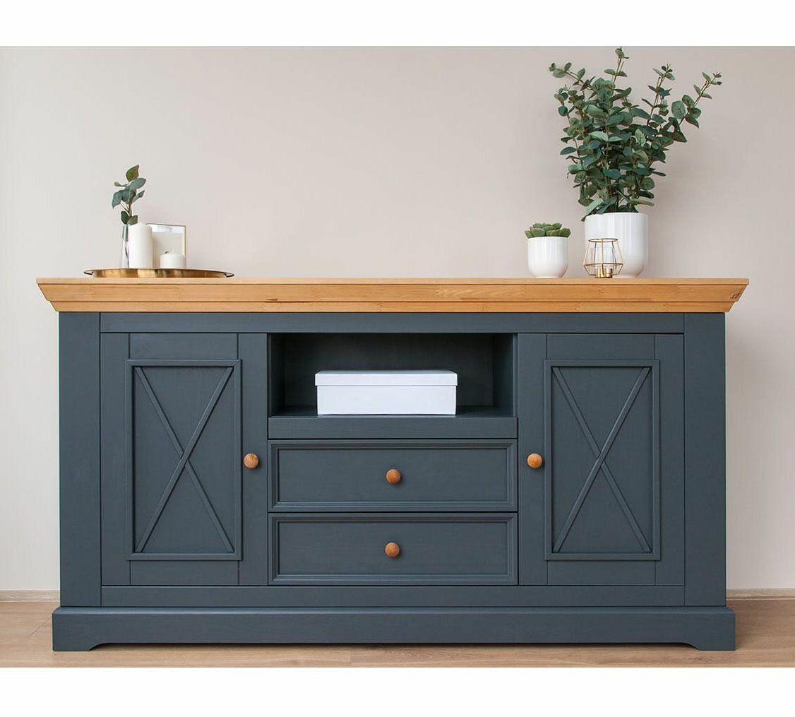 Комод деревянный Форест 2 двери 2 ящика Графит 168,8х42х88,1 см