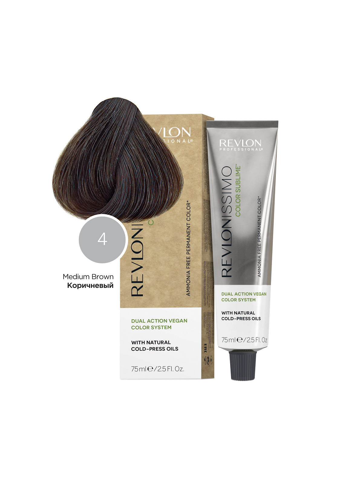 Revlon Professional Revlon Revlonissimo Color Sublime 4 - Перманентный краситель без аммиака коричневый 75 мл