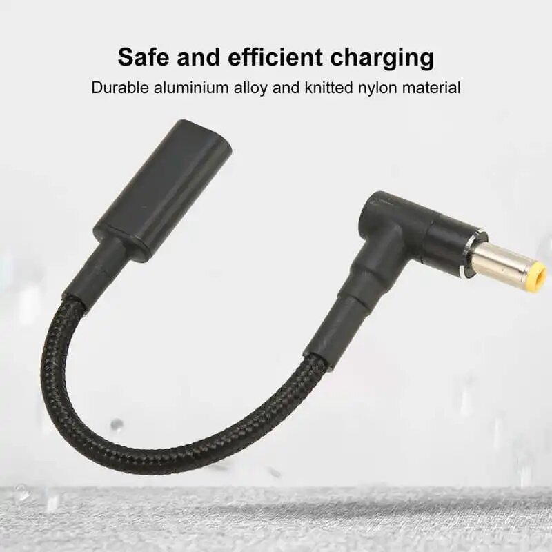 Адаптер для зарядки ноутбука с USB C на DC 5,5x2,5 мм, нейлоновый трикотажный адаптер 100 Вт с двумя чипами, безопасный переходник с USB C «Мама-папа»