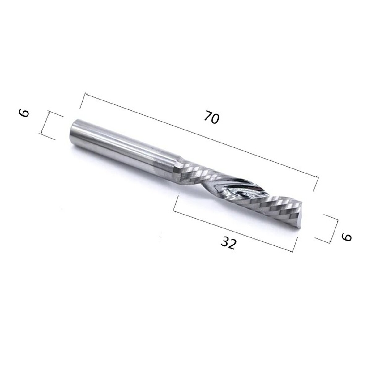 Фреза DJTOL N1LXD632 спиральная однозаходная стружка вниз (по дереву, композиту (АКП), пластику)