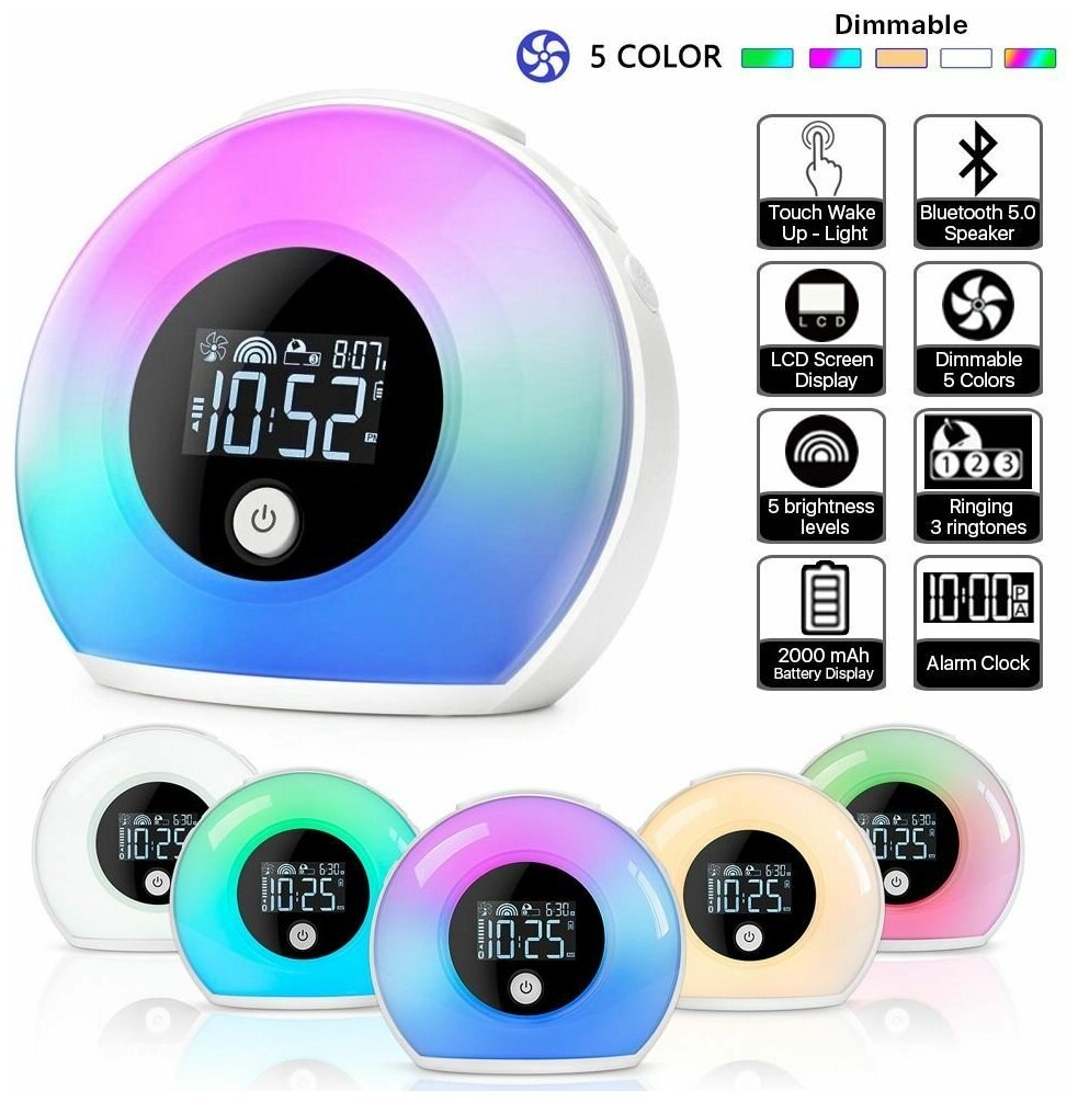 Портативная многофункциональная Bluetooth колонка Kisonli Q6B ночник, часы, светильник с красочным свечением