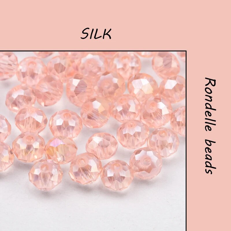 Розовые хрустальные бусины Rondelle 4 мм, silk