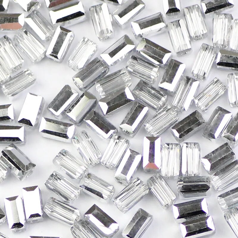 Хрустальные бусины WLYeeS 3х6 мм, 80 шт. Серебряный, Half Silver